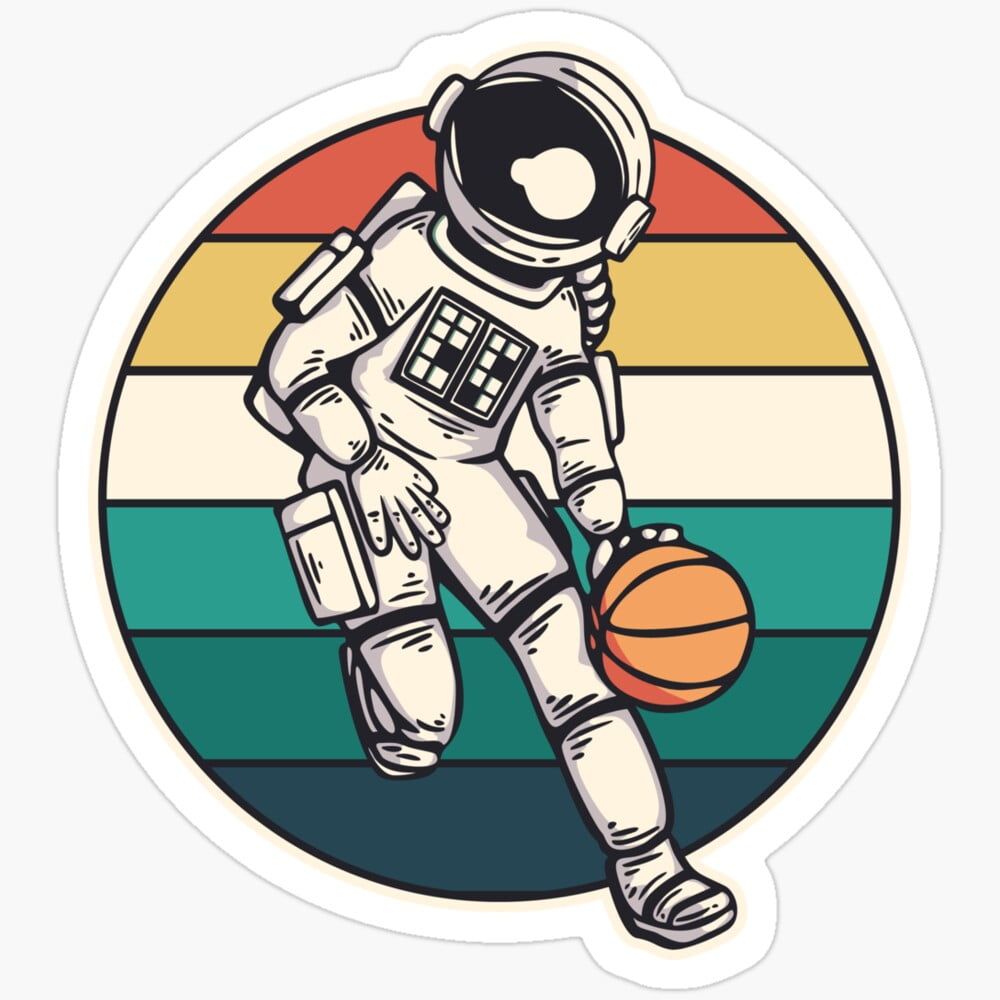 Basketball Astronaut Spaceman Sticker Phone Decal Water Bottle Stickers ...