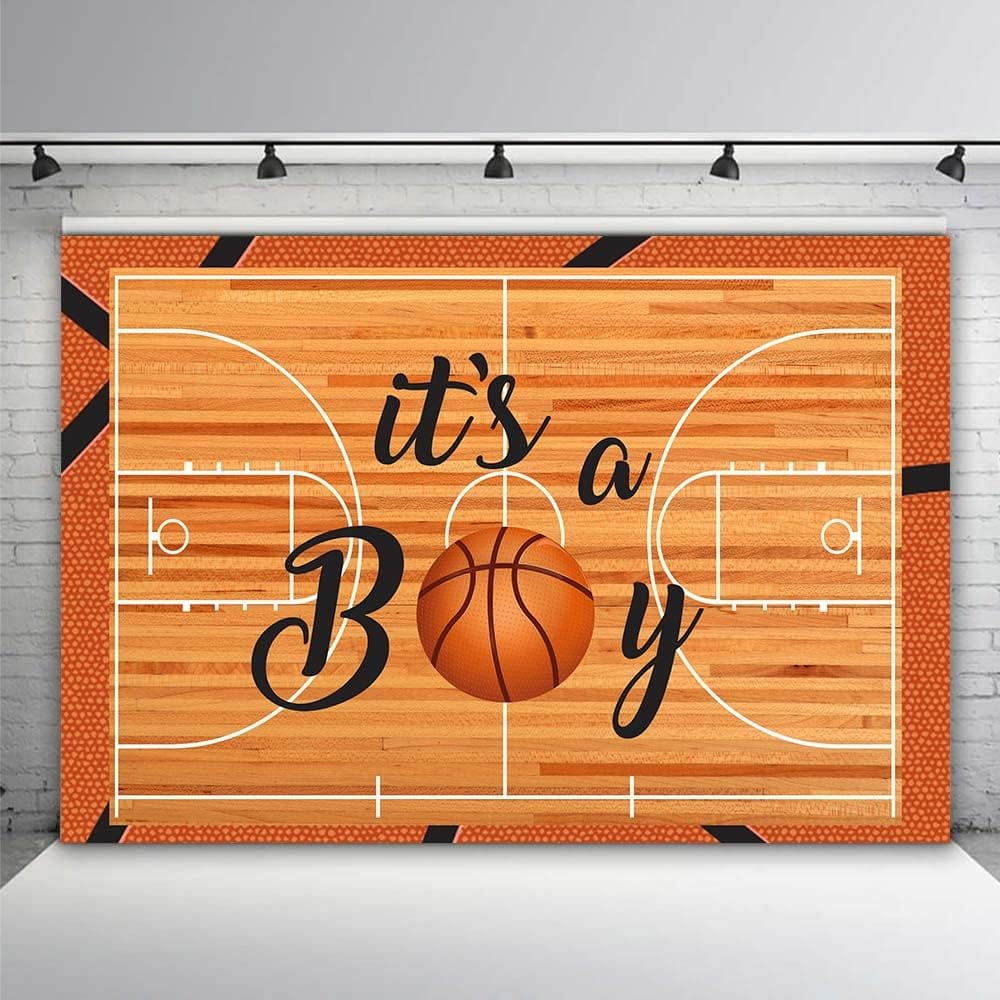 Basketball Baby Shower Backdrop, It's a Boy Background Basketball Court ...