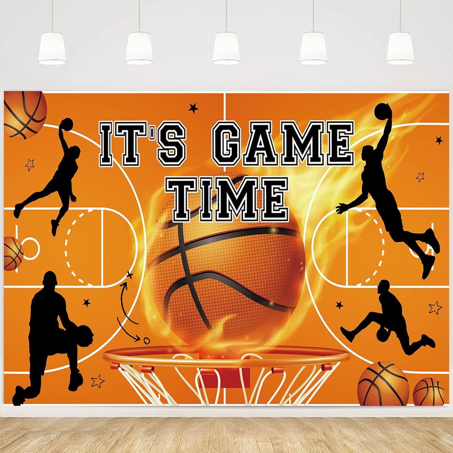 Basketball Backdrop It's Game Time Basketball Party Decorations for Sport Theme Birthday Party ...