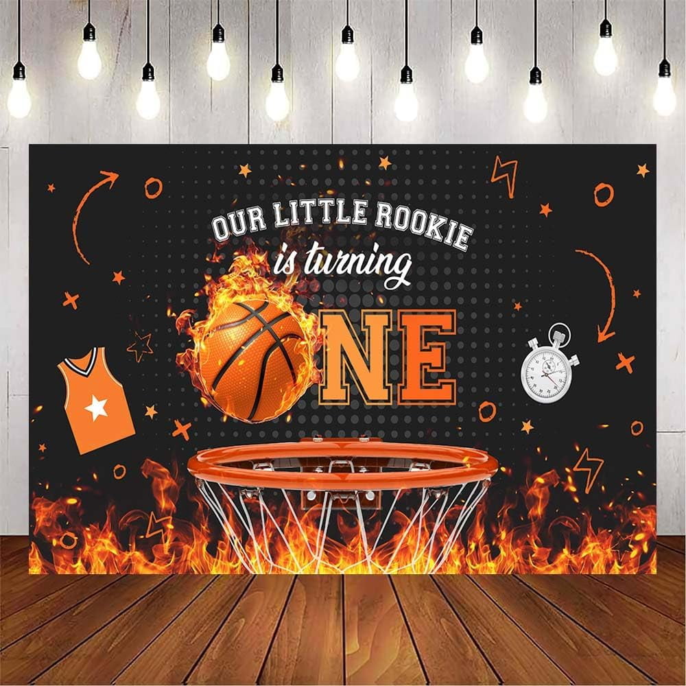 Basketball Backdrop Our Little Rookie is Turning One Birthday Photo ...