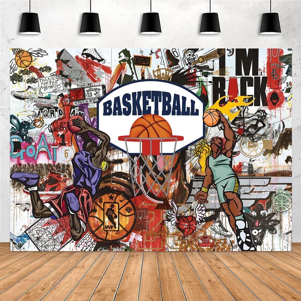 Basketball Backdrop Polyester Basketball Sport Dunk Wall Graffiti ...