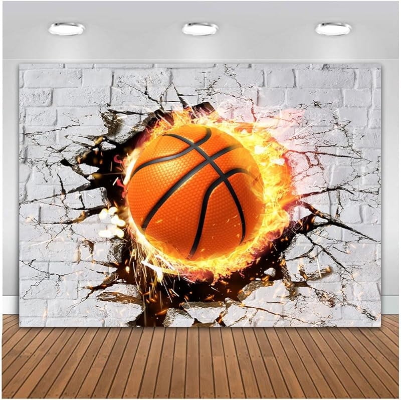 Basketball Backdrops Flame Basketball Background Broken Wall Sports ...