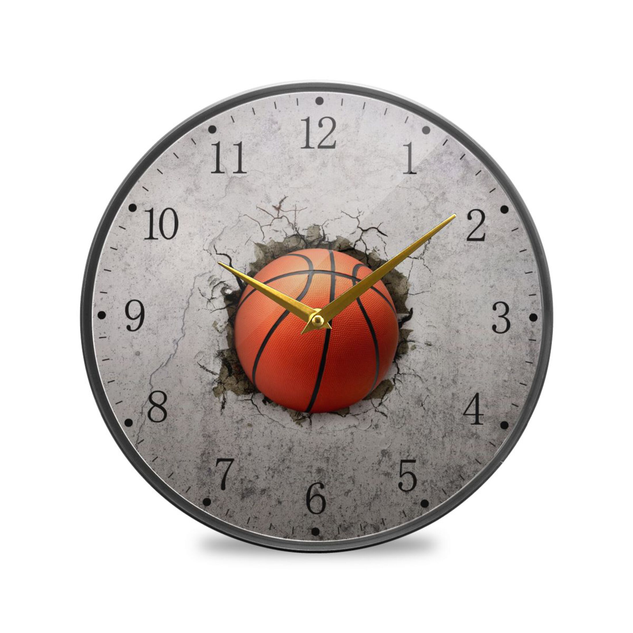 Basketball Ball Acrylic Wall Clocks Quiet Round Clock Battery Operated ...