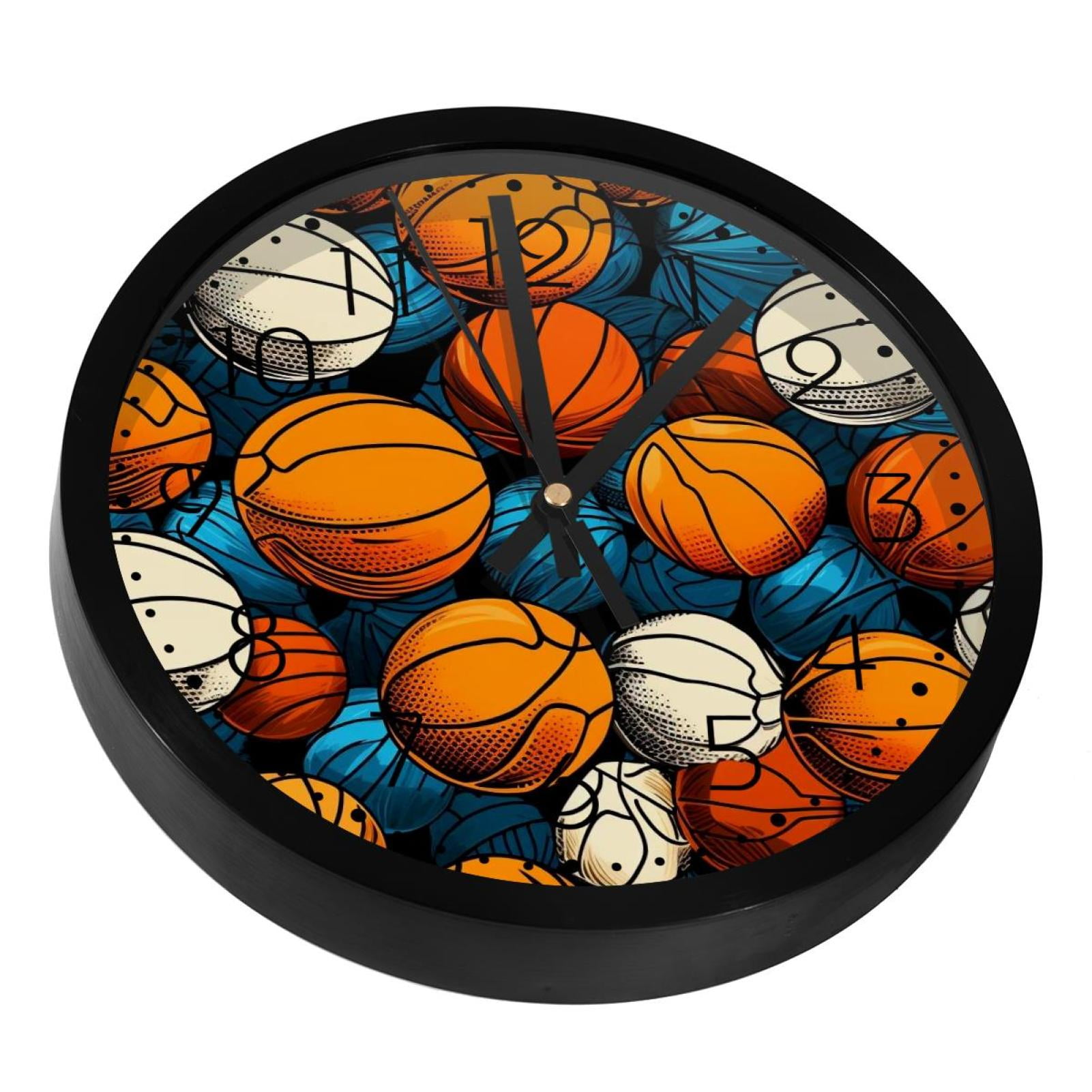 Basketball Ball Sport Silent Wall Clock, Non Ticking Battery Operated 9 ...