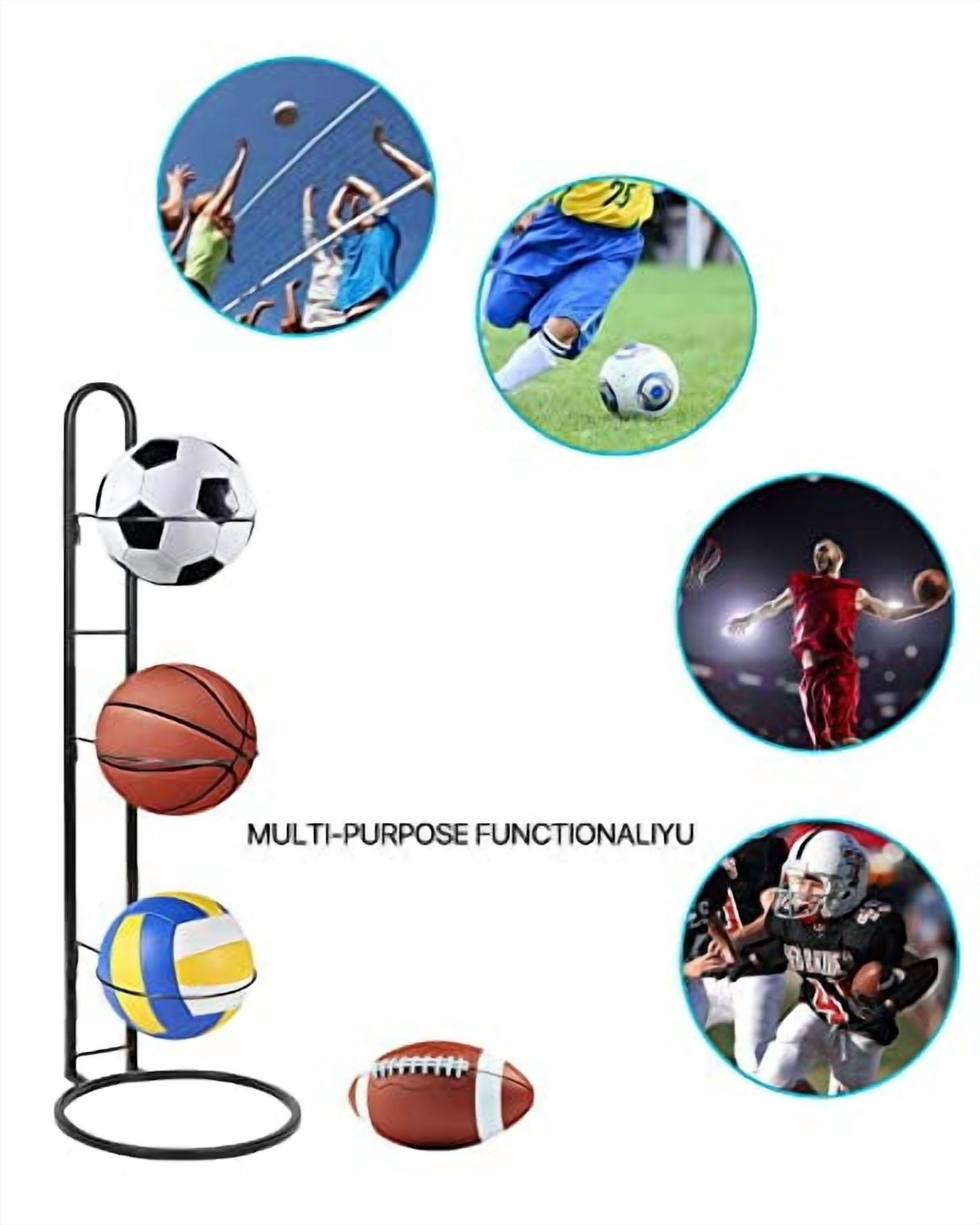 Basketball Ball Storage Rack, 3 Tier Cube Ball Storage Holder, Garage ...