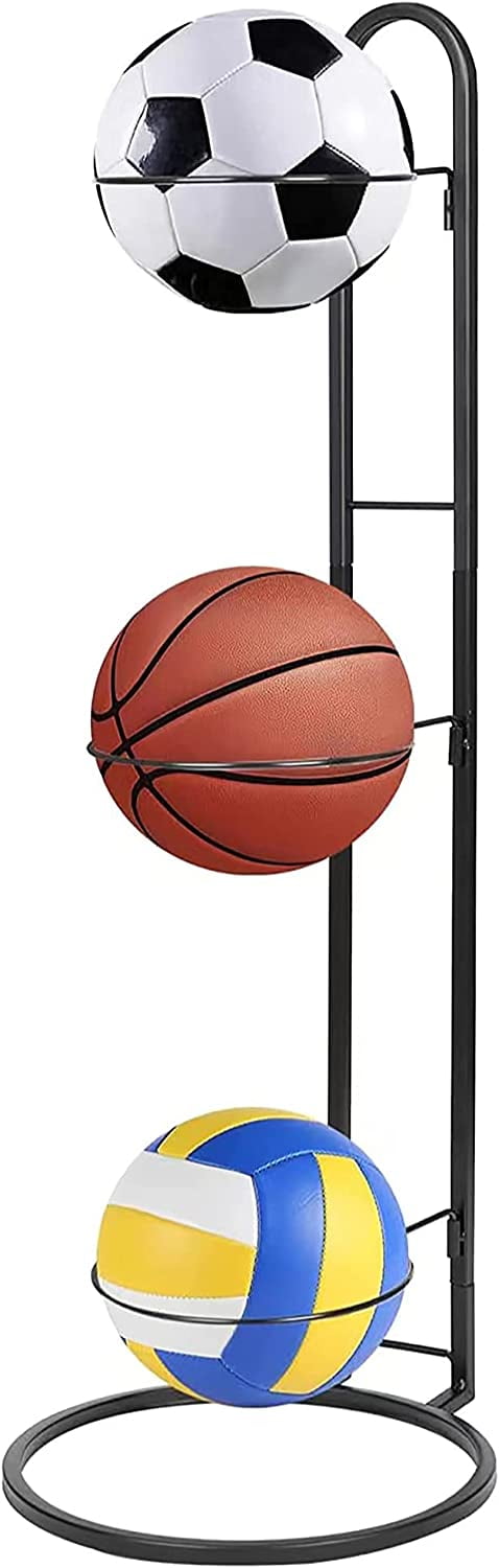 Basketball Ball Storage Rack, 3 Tier Cube Ball Storage Holder, Garage ...