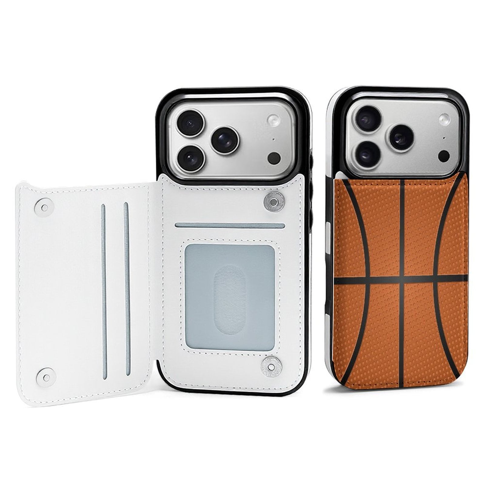 Basketball Ball Texture Leather Wallet Case for iPhone 16 Wallet Case ...