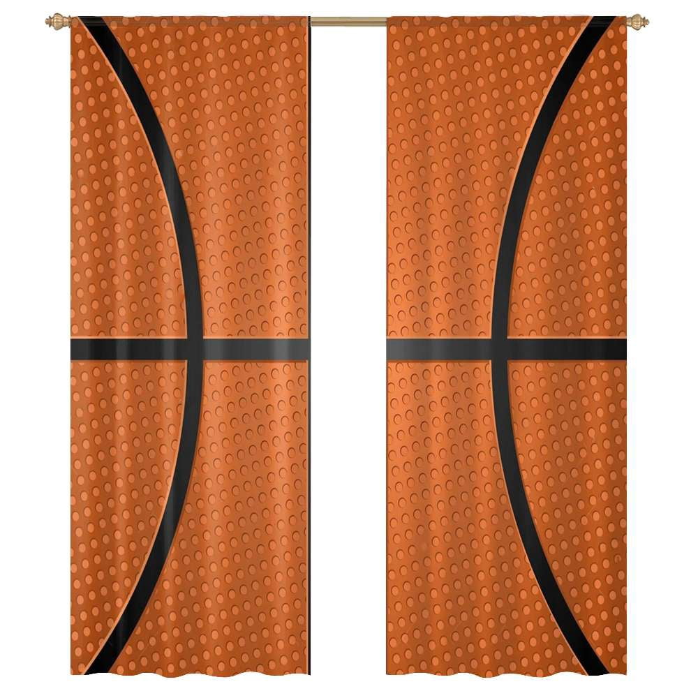 Basketball Ball Texture Sheer Voile Curtain Window Tulle Curtains For ...