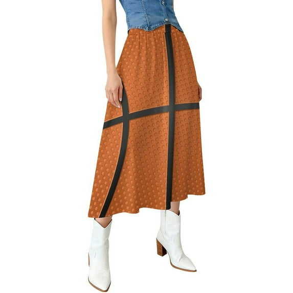 Basketball Ball Texture Women High Waist Midi Skirt Elegant Midi Skirt ...