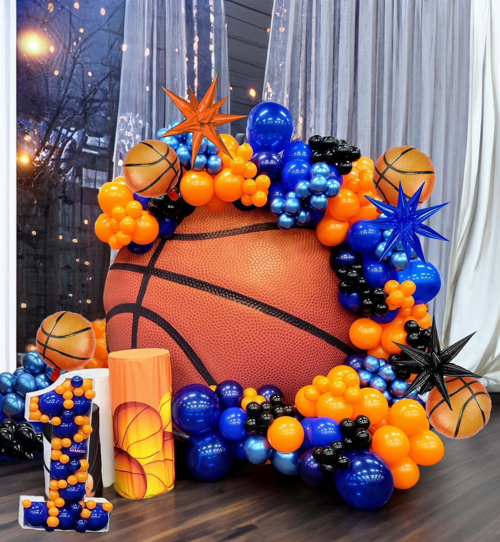 Basketball Balloon garland kit CM31 150pcs Orange Blue black and foil ...