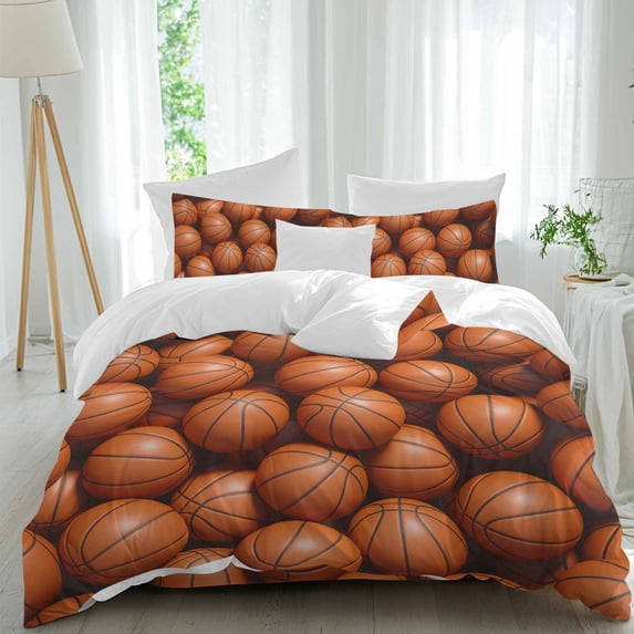 Basketball Balls Pattern Soft Breathable Bedding Set with Pillow Shams ...