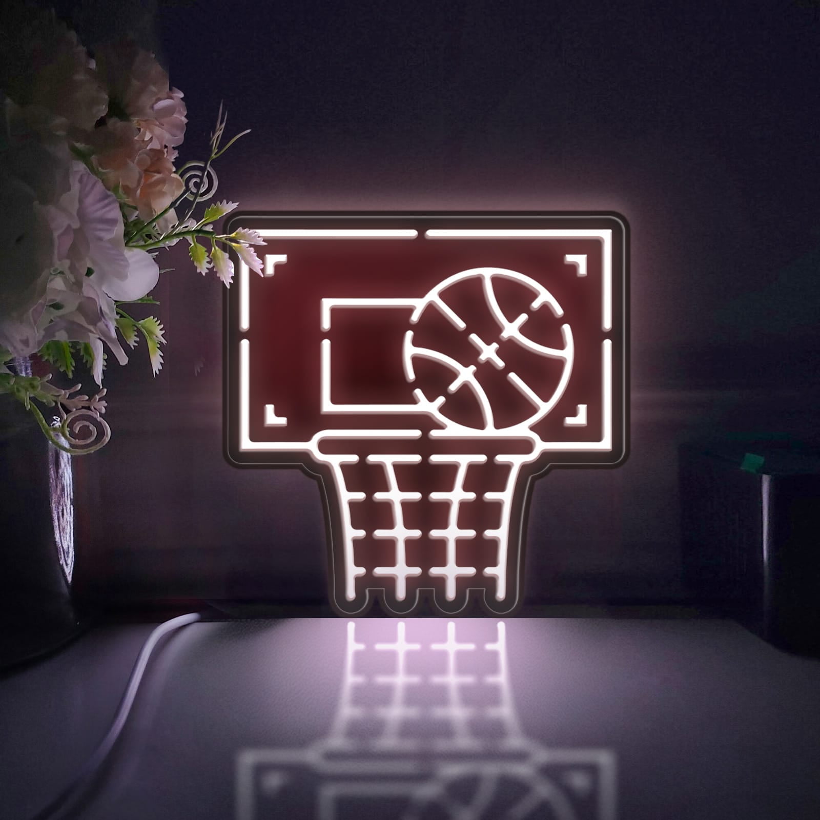 Basketball, Basketball Hoop Led Light Box, Dimmable Neon-Like Light ...