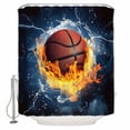 Basketball Bathroom Shower Curtains with 12 Hooks Polyester Waterproof ...