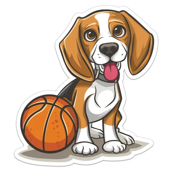 Basketball Beagle Dog Sticker Phone Decal Water Bottle Stickers Car ...