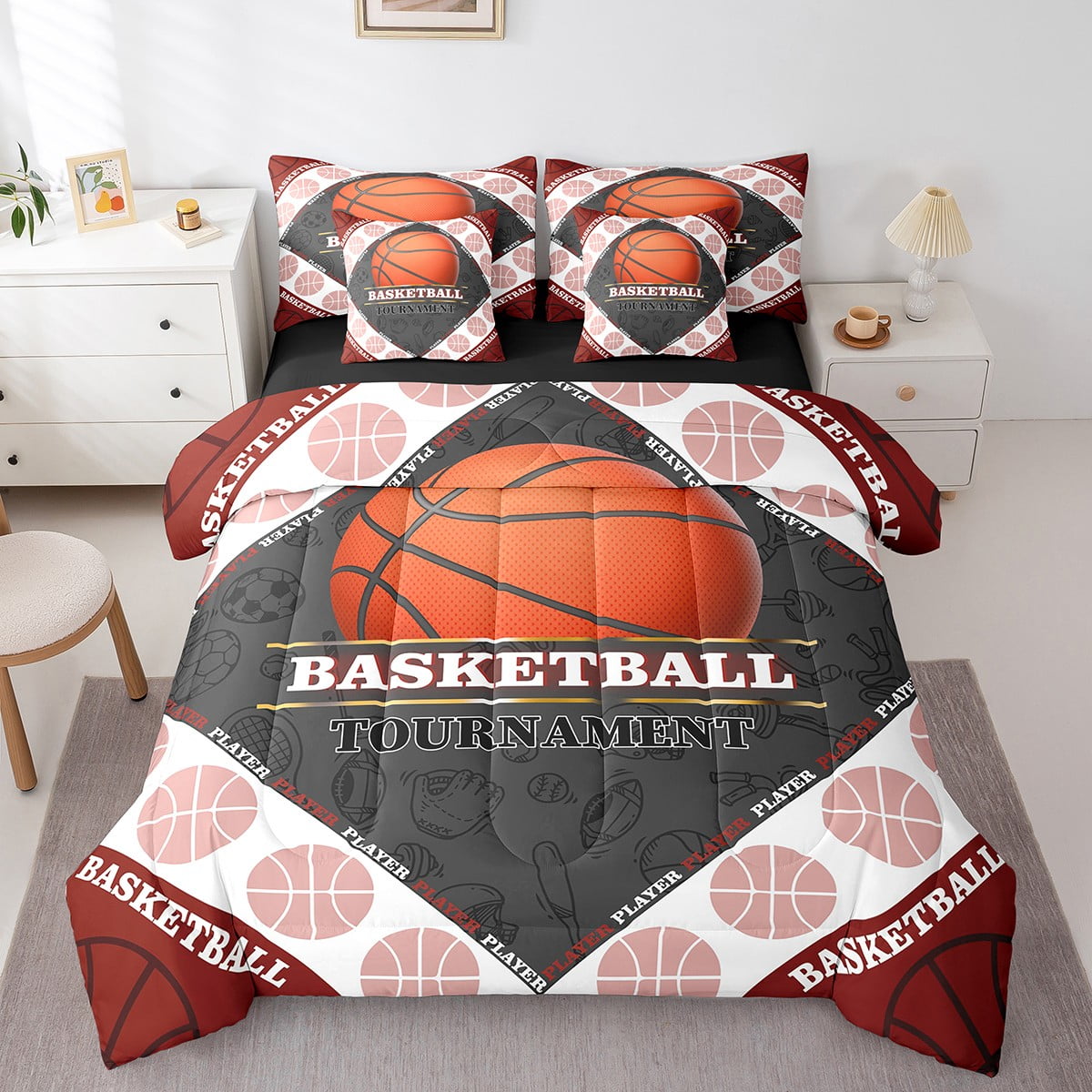 Basketball Bed In A Bag With Sheets s,Sports Theme Queen Comforter Set ...