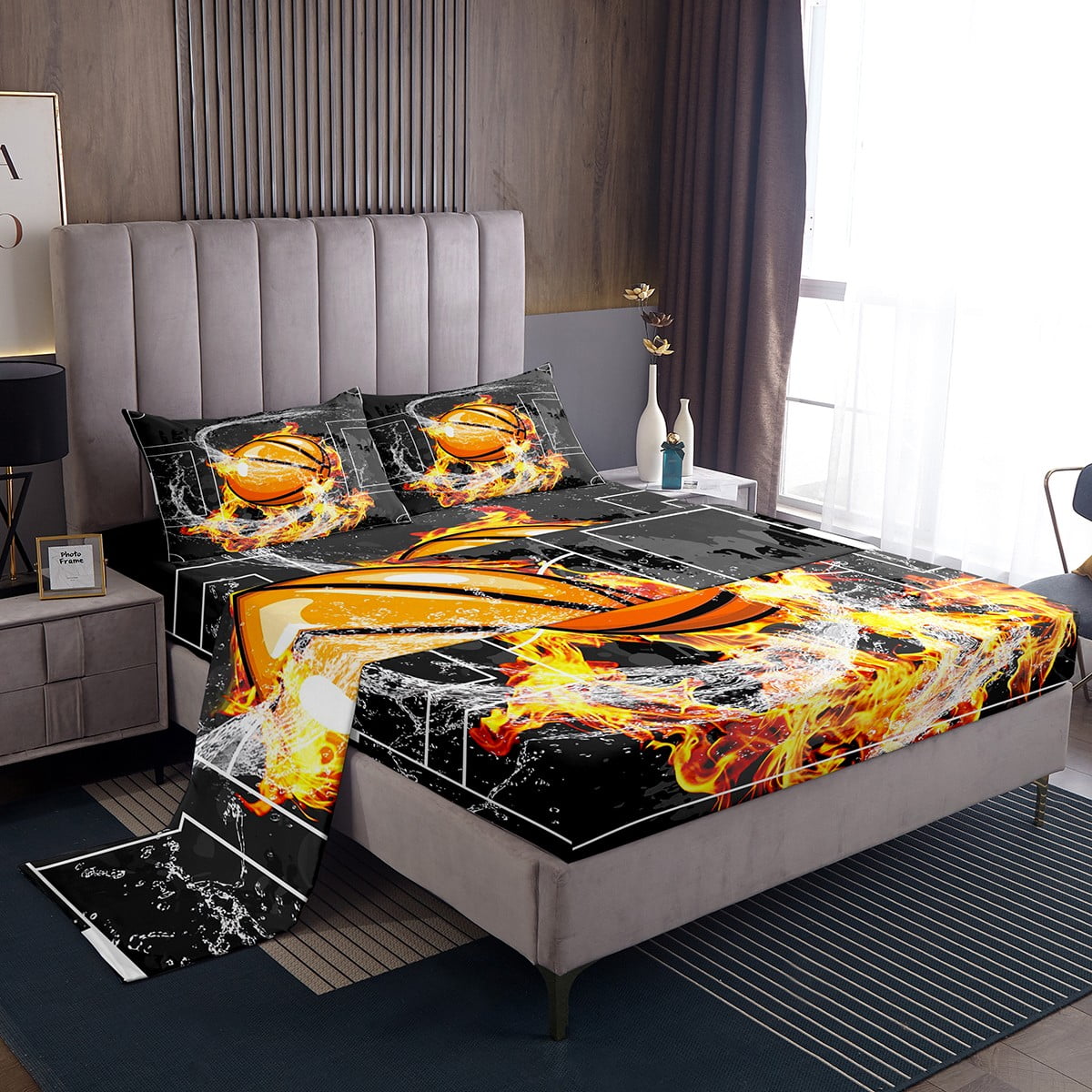 Basketball Bed Sheets Set Queen,Sports Game Bedding Set for Kids Teens ...