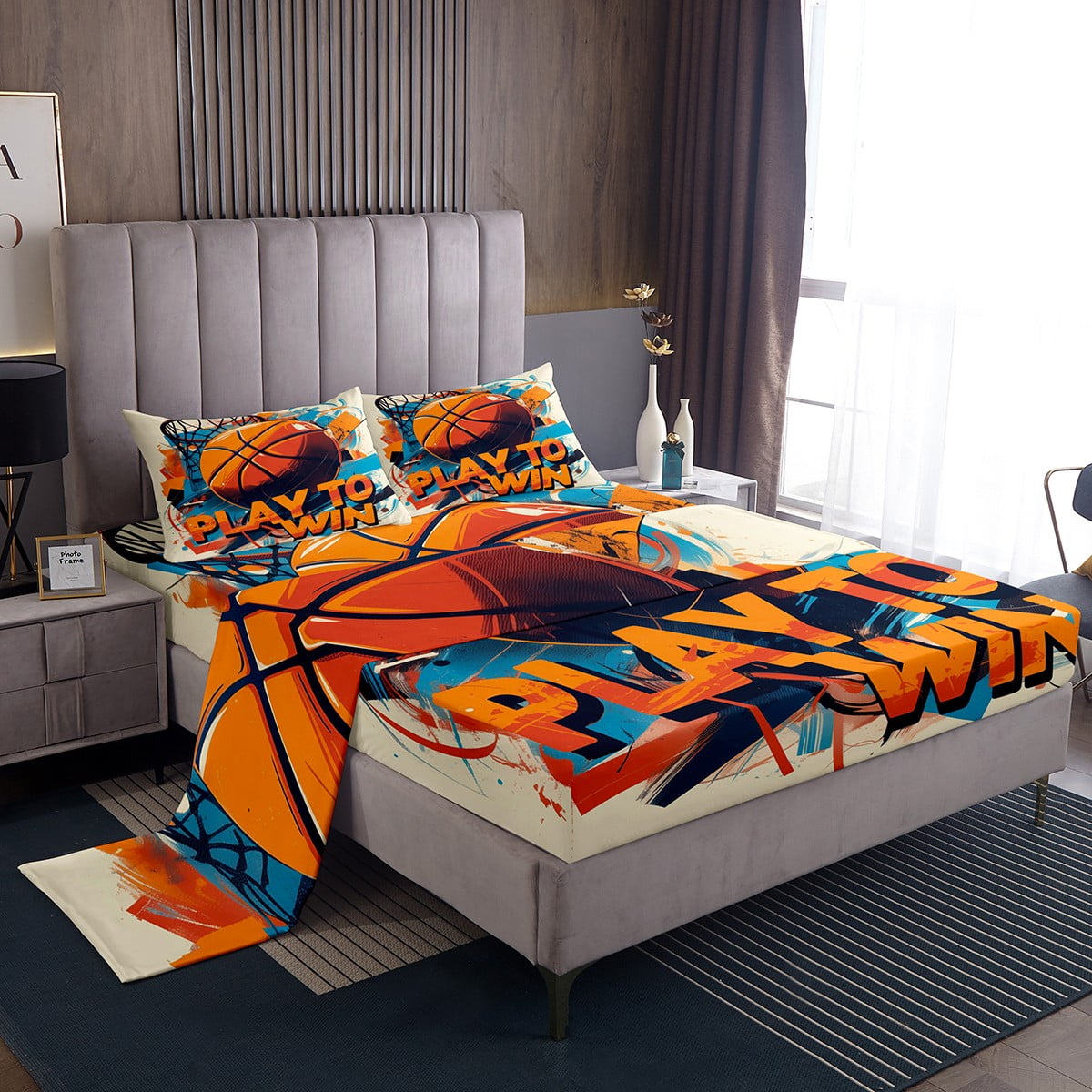 Basketball Bed Sheets Sports Themed Sheets Teen Basketball Game Sheet Set for Basketball Lover ...