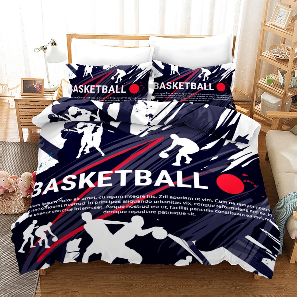 Basketball Bedding Set,3D Sports Basketball Duvet Cover Set 3 Piece ...