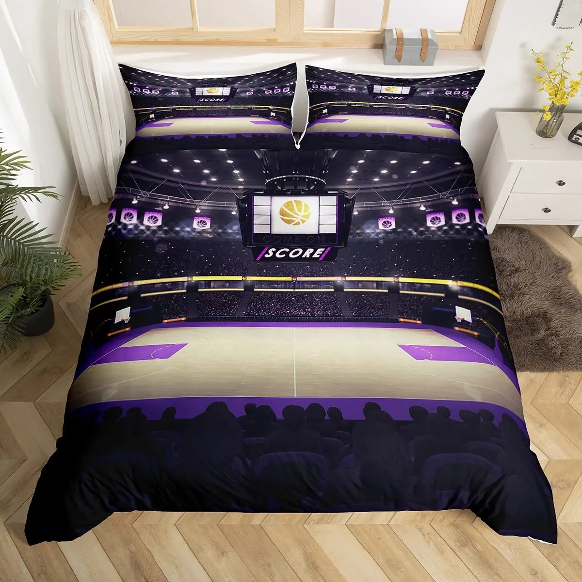 Basketball Bedding Set Kids Basketball Court Comforter Cover Set for ...