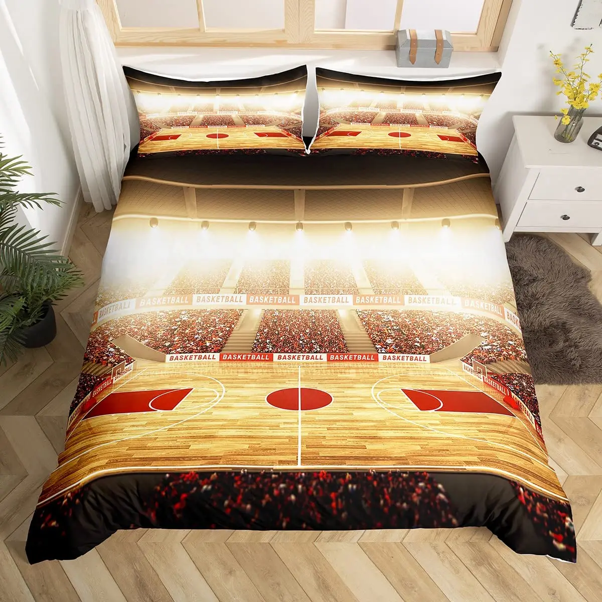 Basketball Bedding Set Kids Basketball Court Comforter Cover Set for ...