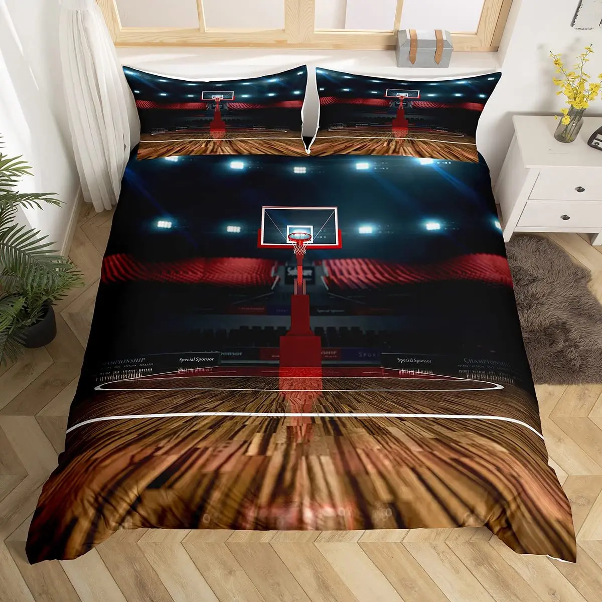 Basketball Bedding Set Kids Basketball Court Comforter Cover Set for ...