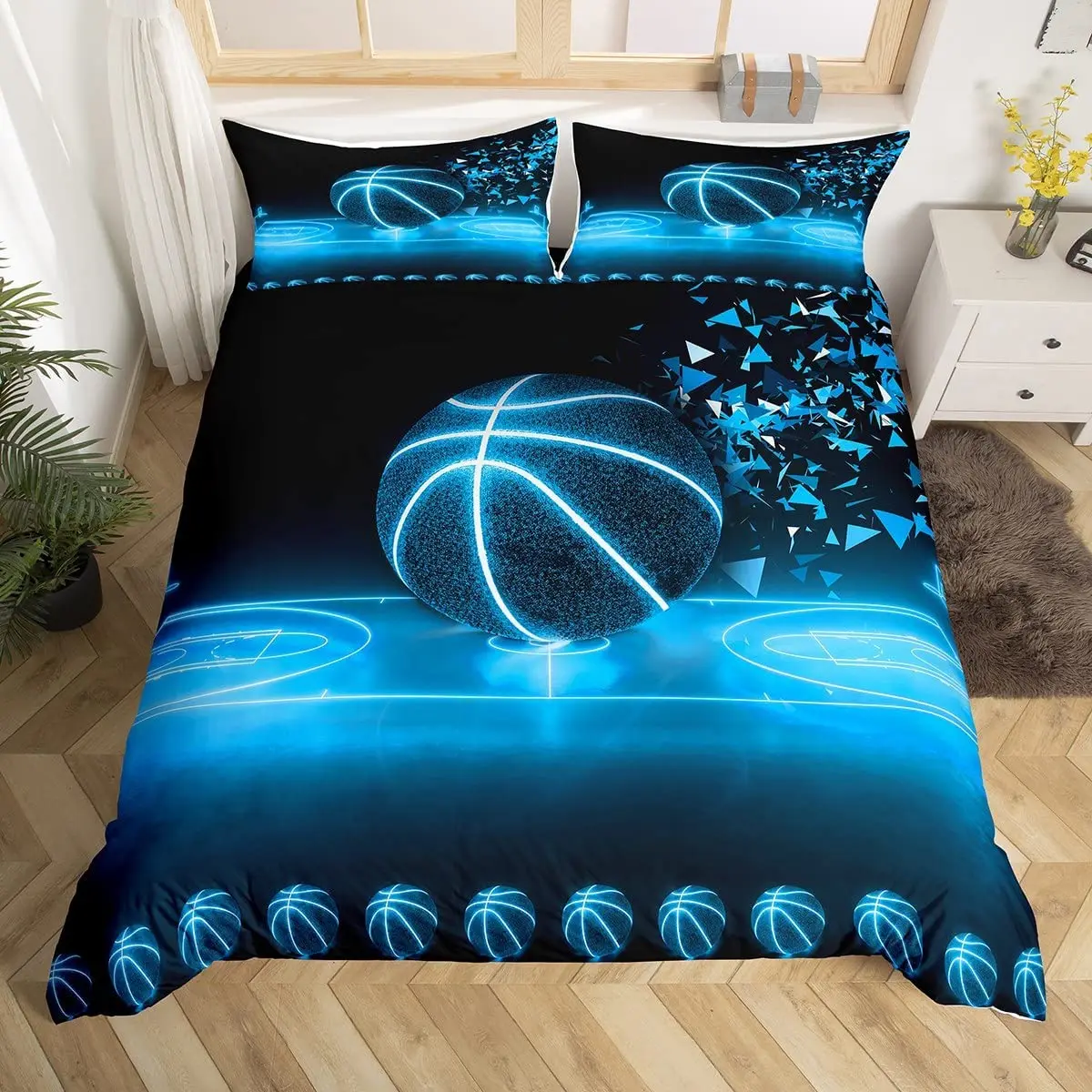 Basketball Bedding Set Kids Basketball Court Comforter Cover Set for ...