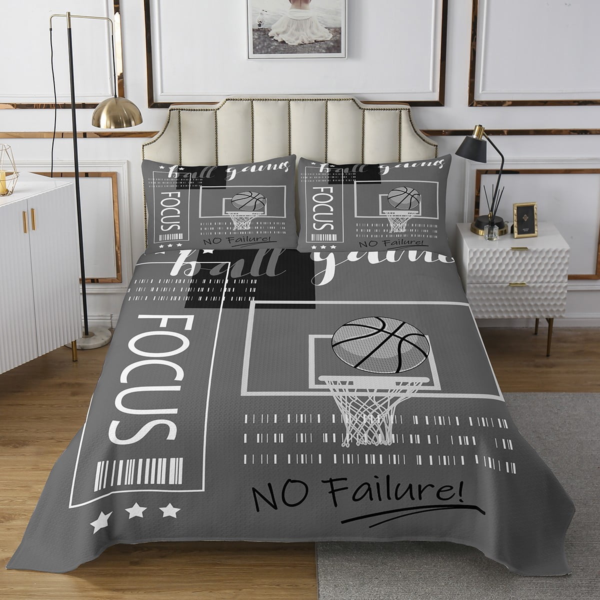 Basketball Bedding Set Queen Size Sports Themed Quilt Set,Basketball ...