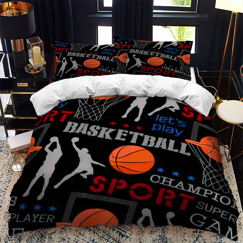 Basketball Bedding Set Soft Microfiber Sports Basketball Duvet Cover ...