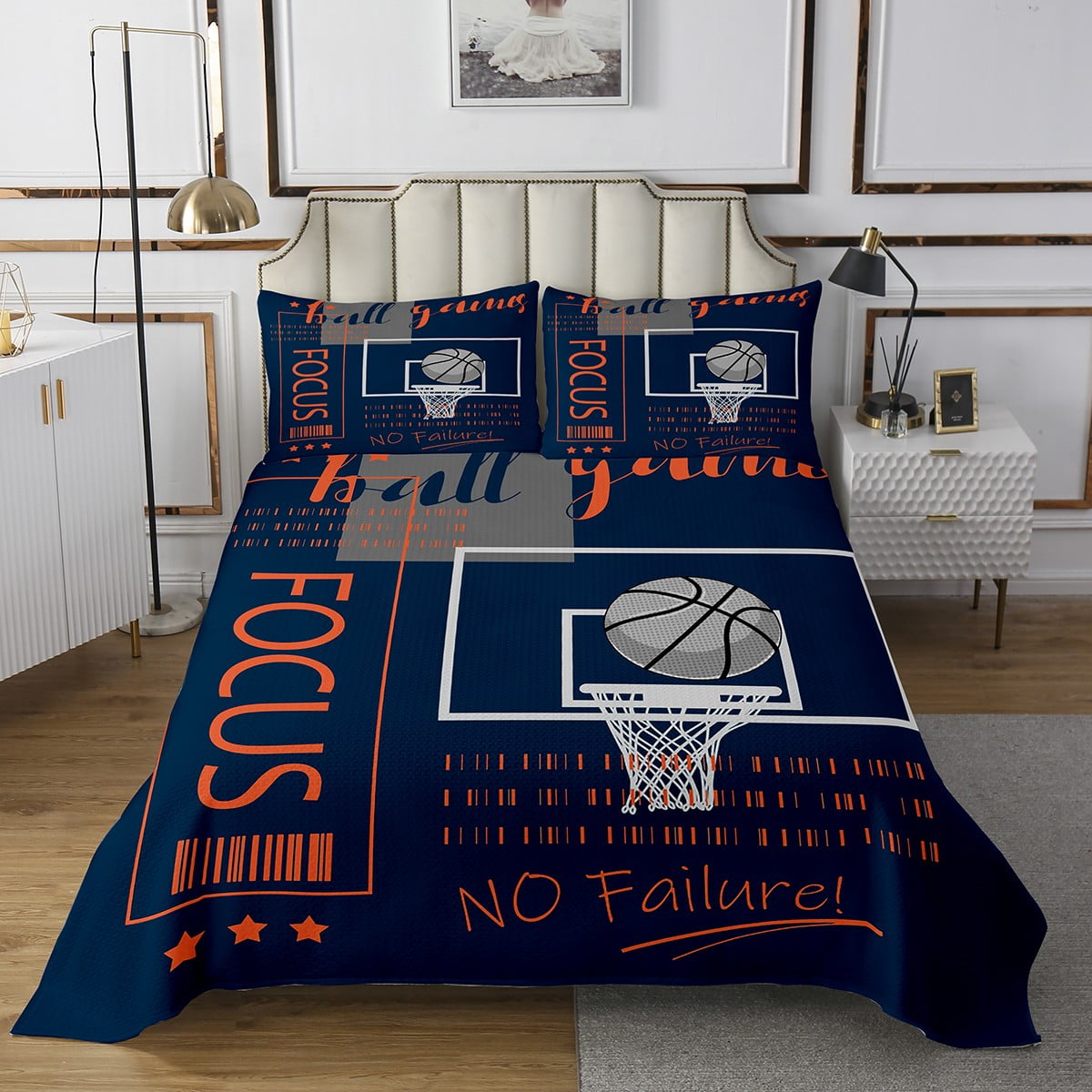 Basketball Bedding Set Twin Size Sports Theme Quilt Set Girls ...
