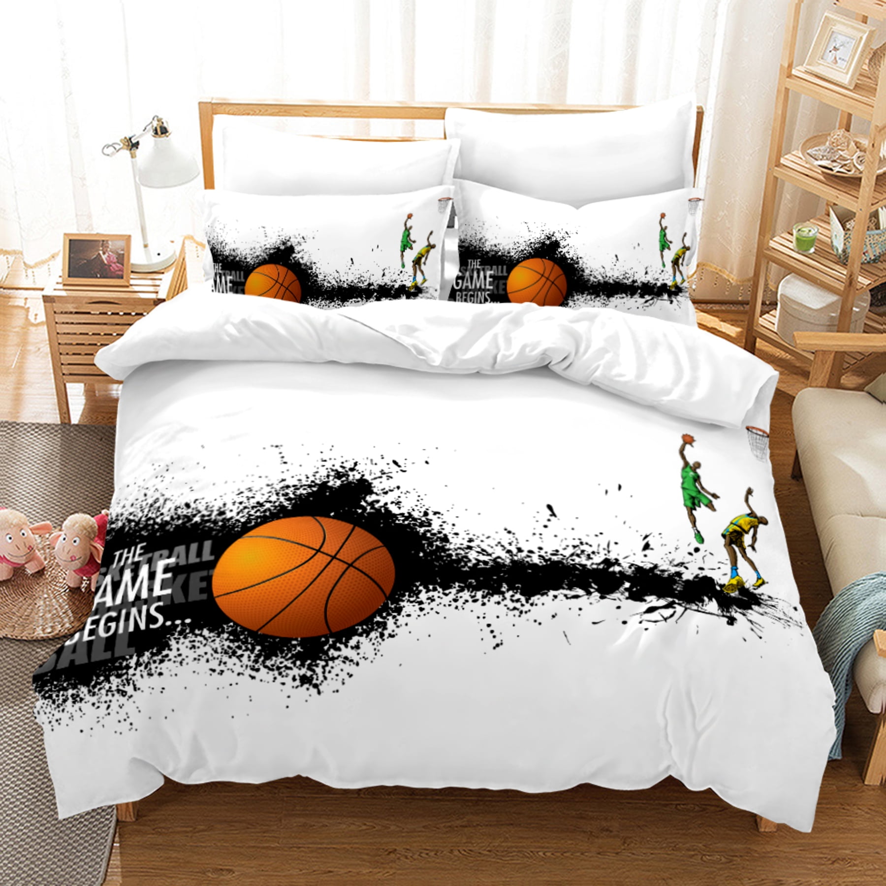 Basketball Bedding Set with Graphic Design & Ink Splatter - Walmart.com