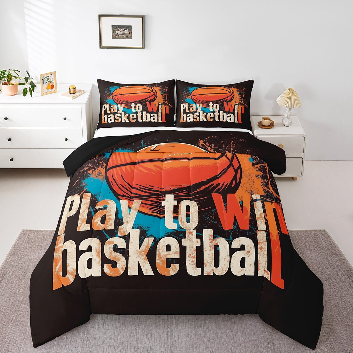 Basketball Bedding Sets Full Size Sports Comforter Set Teen Abstract ...