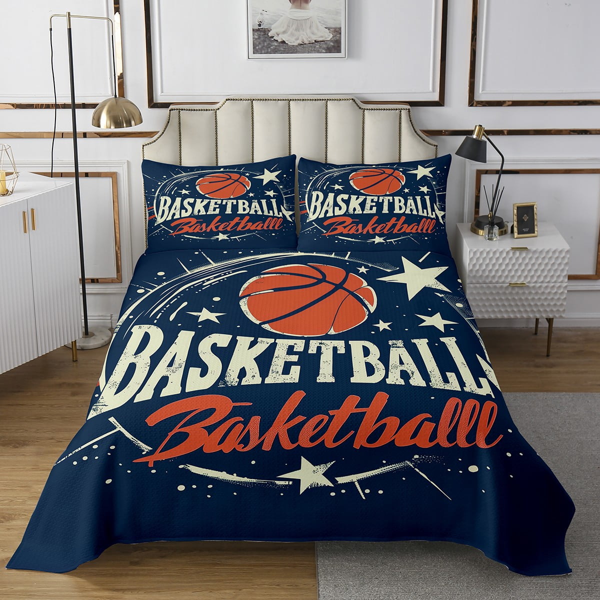 Basketball Bedspread Sports Quilt Set Teen Basketball Lover Bed Set ...