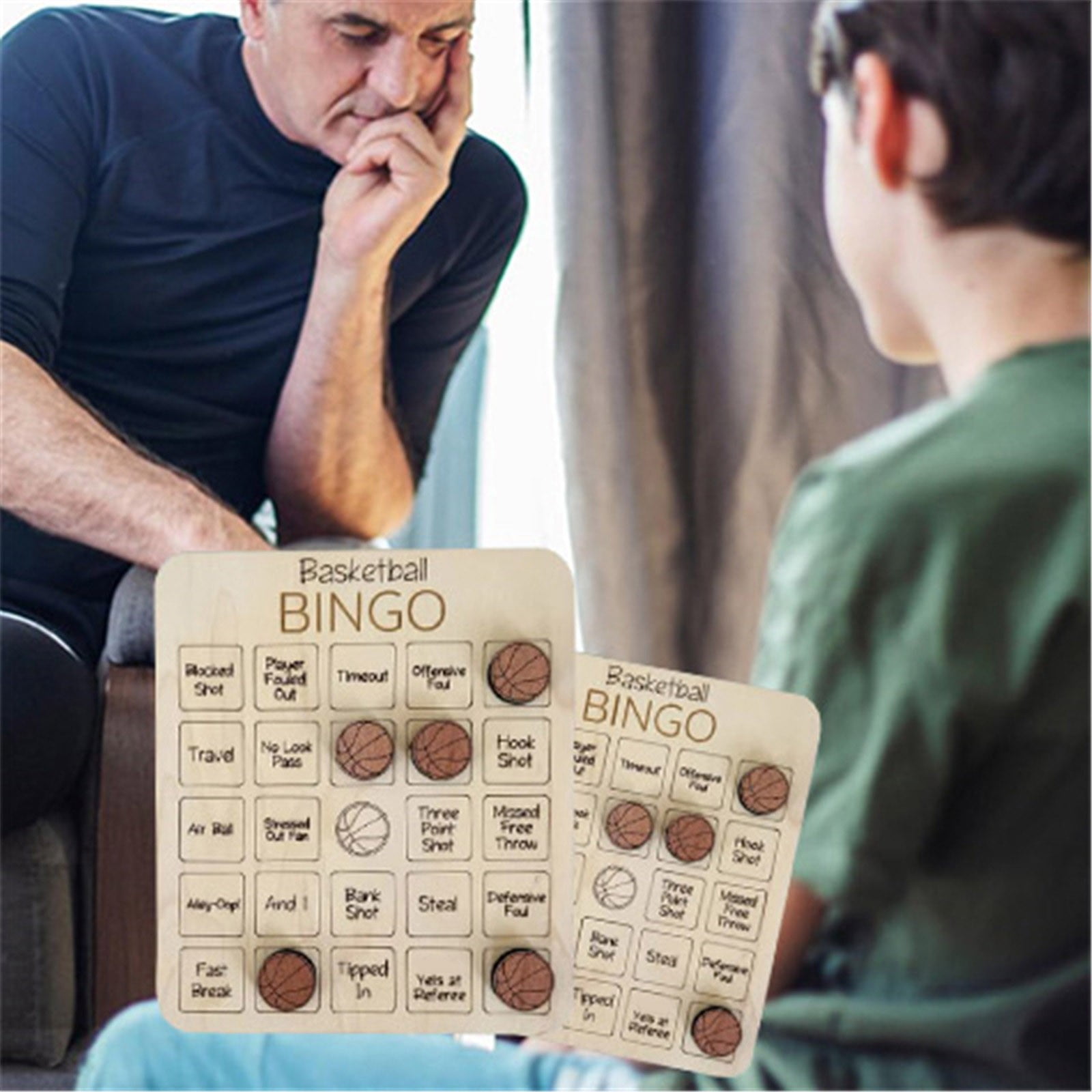 Basketball Bingo Game, Tic-Tac-Toe Board Game, Wooden Football-Themed ...