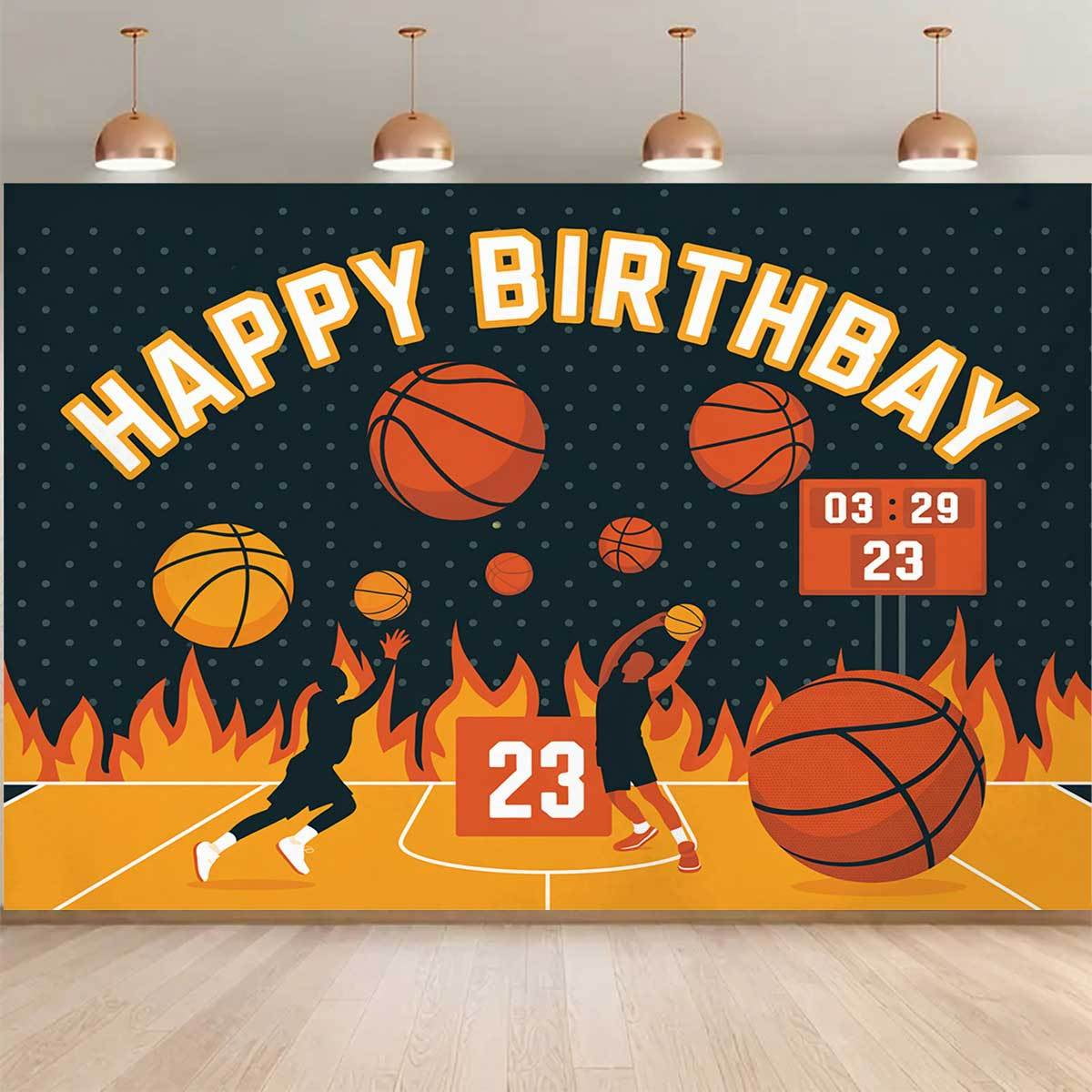 Basketball Birthday Backdrop Basketball Happy Birthday Photography ...