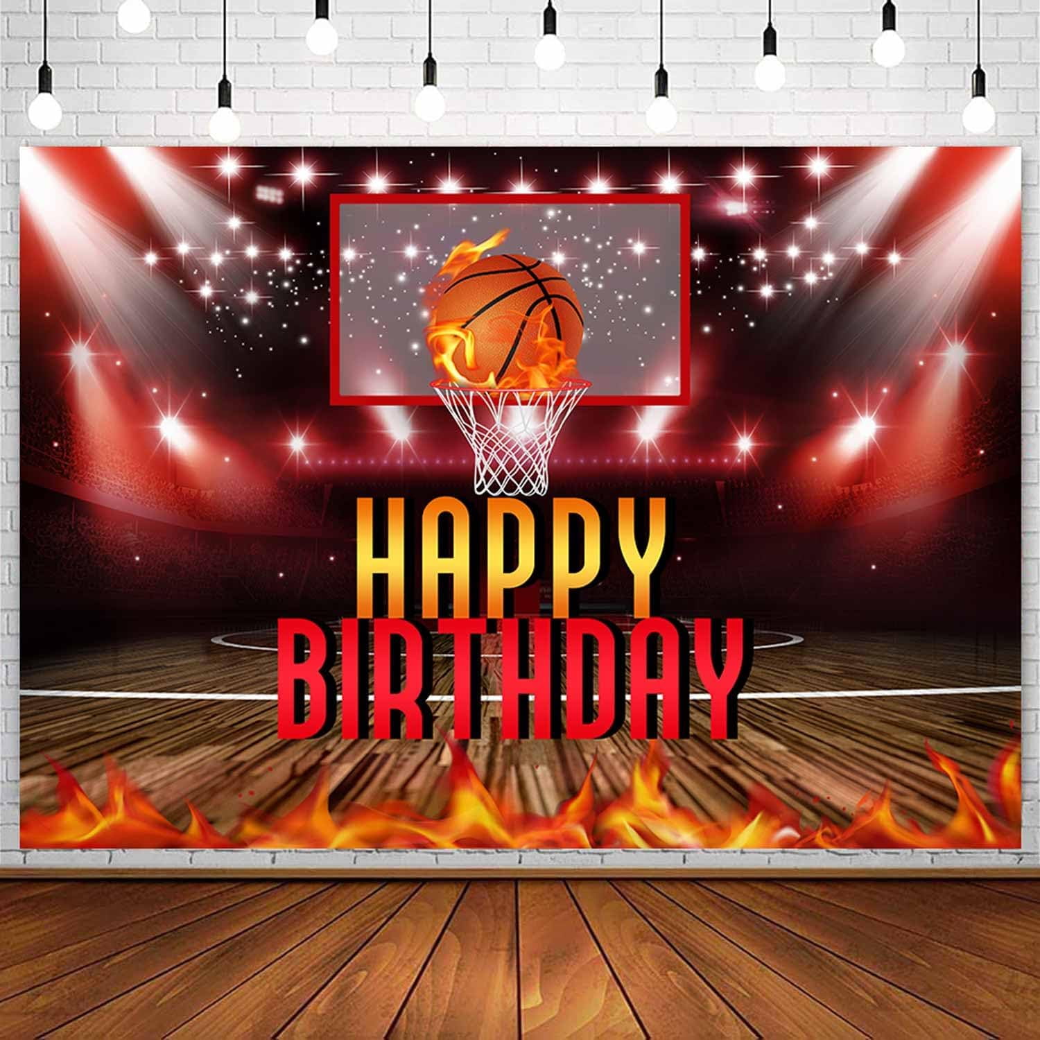 Basketball Birthday Backdrop Decorations Sports Theme Basketball Court ...