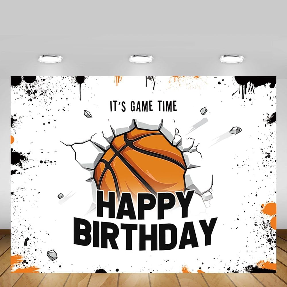 Basketball Birthday Backdrop It's Game Time Basketball Birthday Party ...