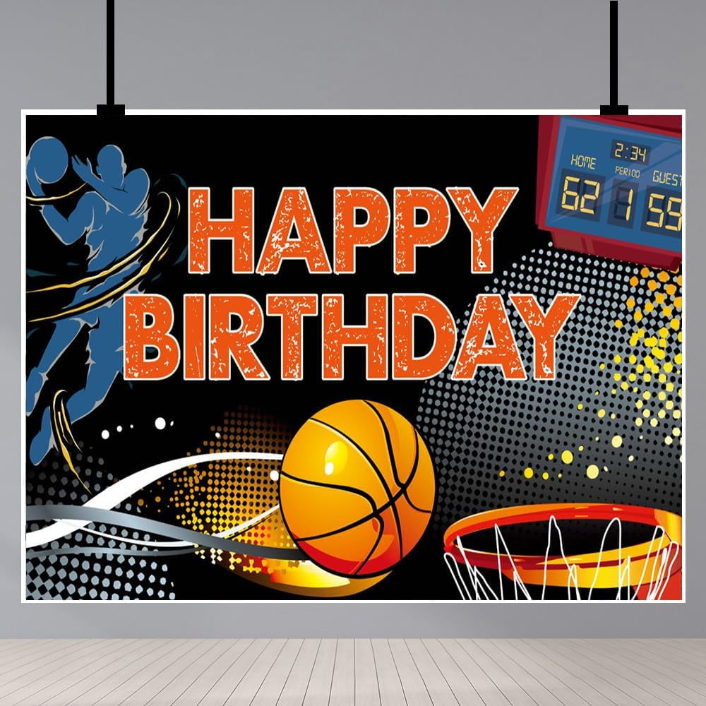 Basketball Birthday Backdrops Basketball Theme Birthday Decorations for ...