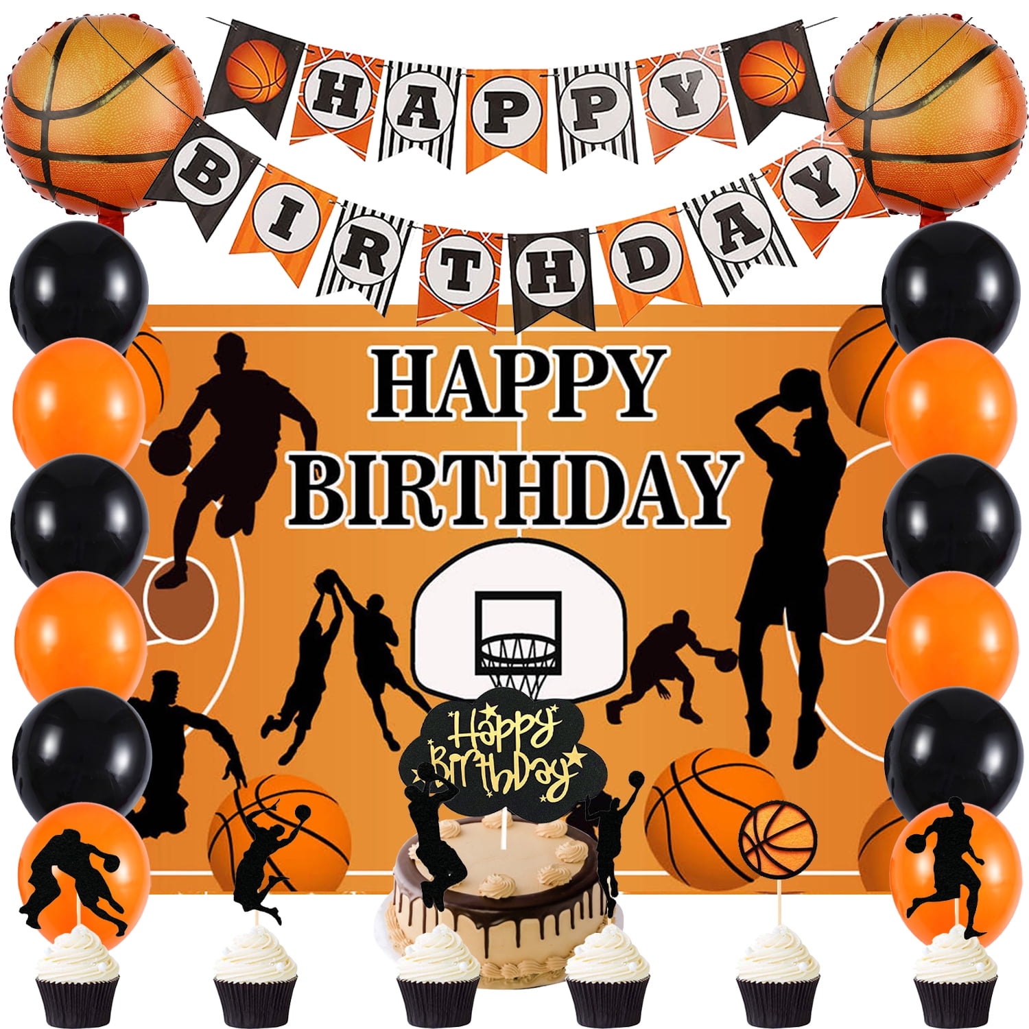 Basketball Party Decorations, Happy Banner & Supplies, Foil Balloon for ...