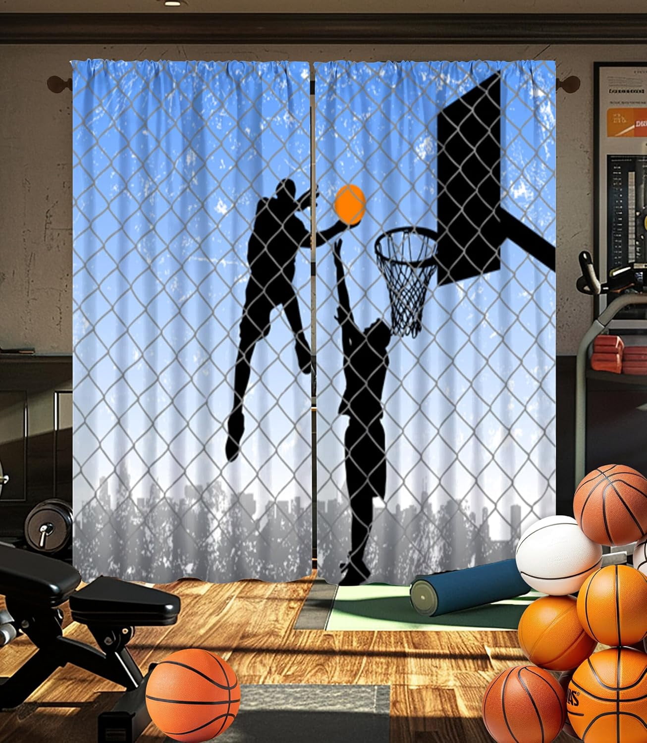 Basketball Blackout Curtains for Boy,Sports Theme Athlete Arena Dunking ...
