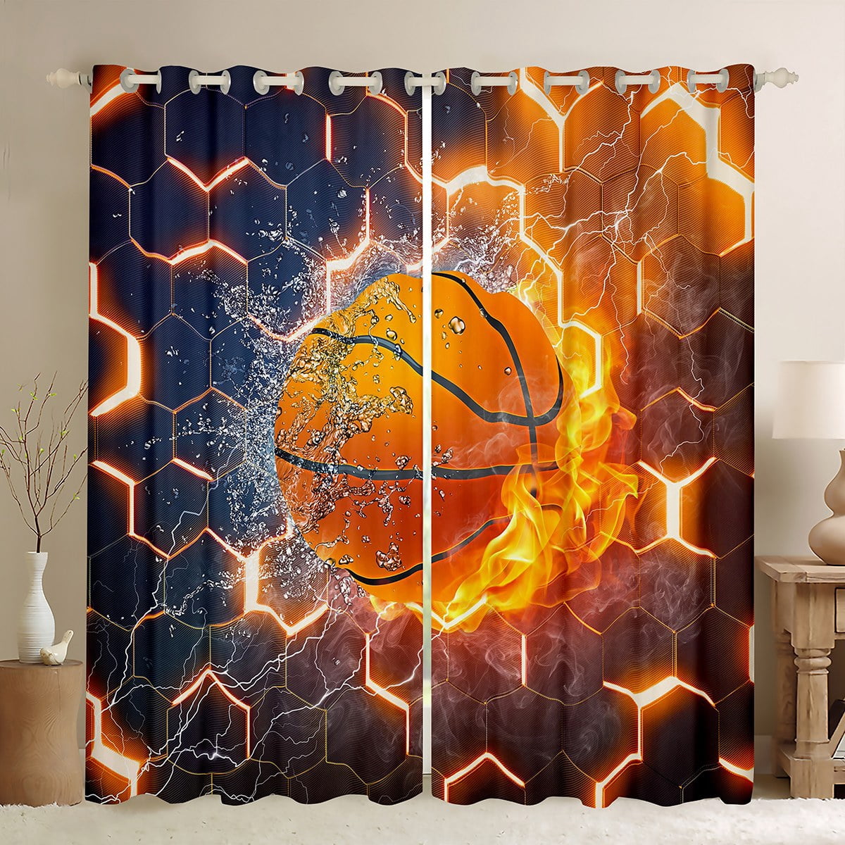 Basketball 30%-50% Blackout Curtains , Neon Honeycomb Curtains & Drapes ...