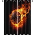 Basketball Blackout Curtains, Flame Sports Window Drapes for Bedroom ...