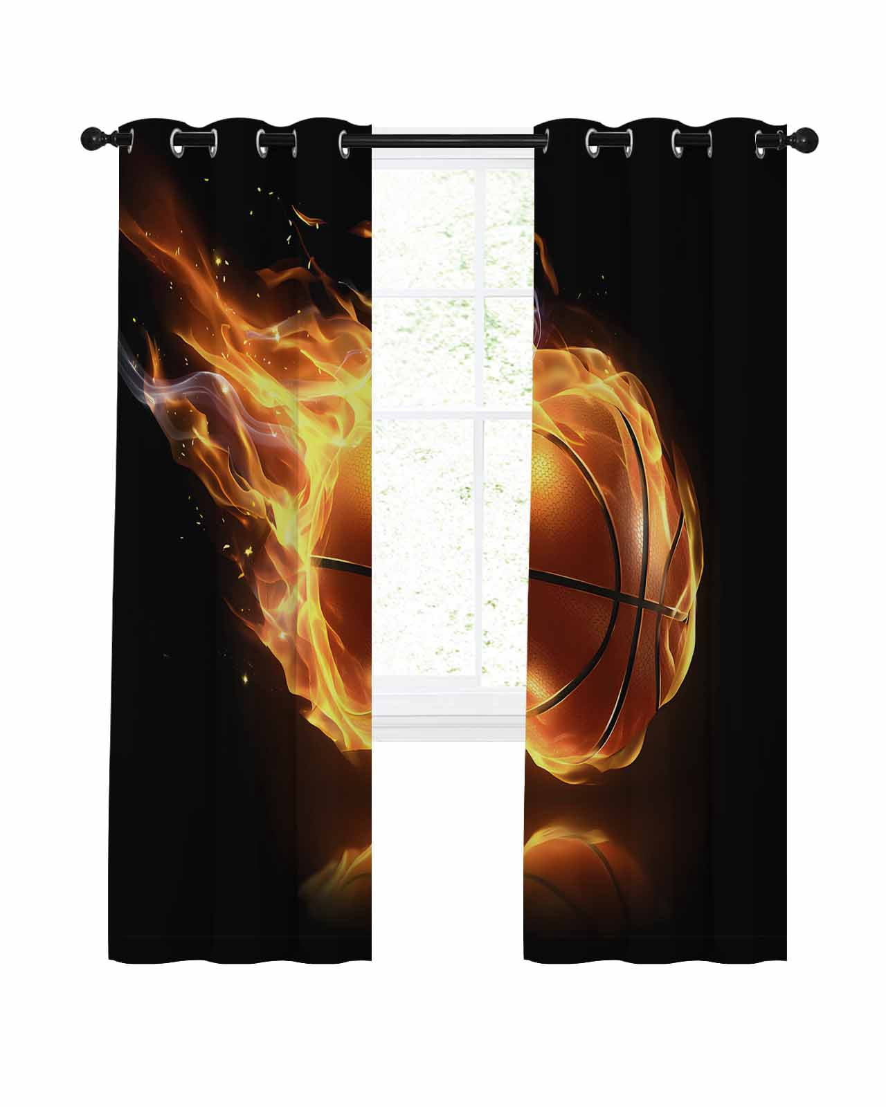 Basketball Blackout Curtains, Light Blocking Print Window Curtains ...