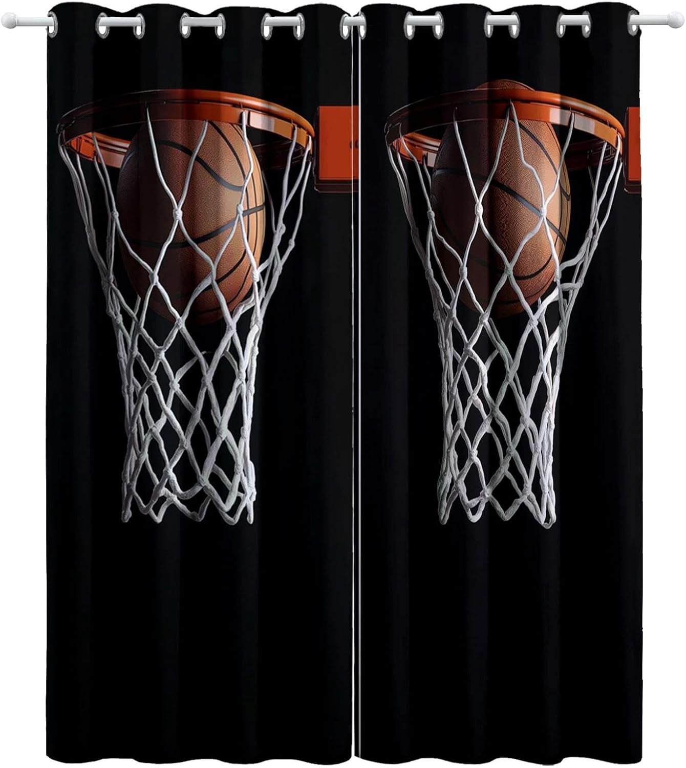 Basketball Blackout Curtains, Surreal Sports Theme Window Drapes for ...