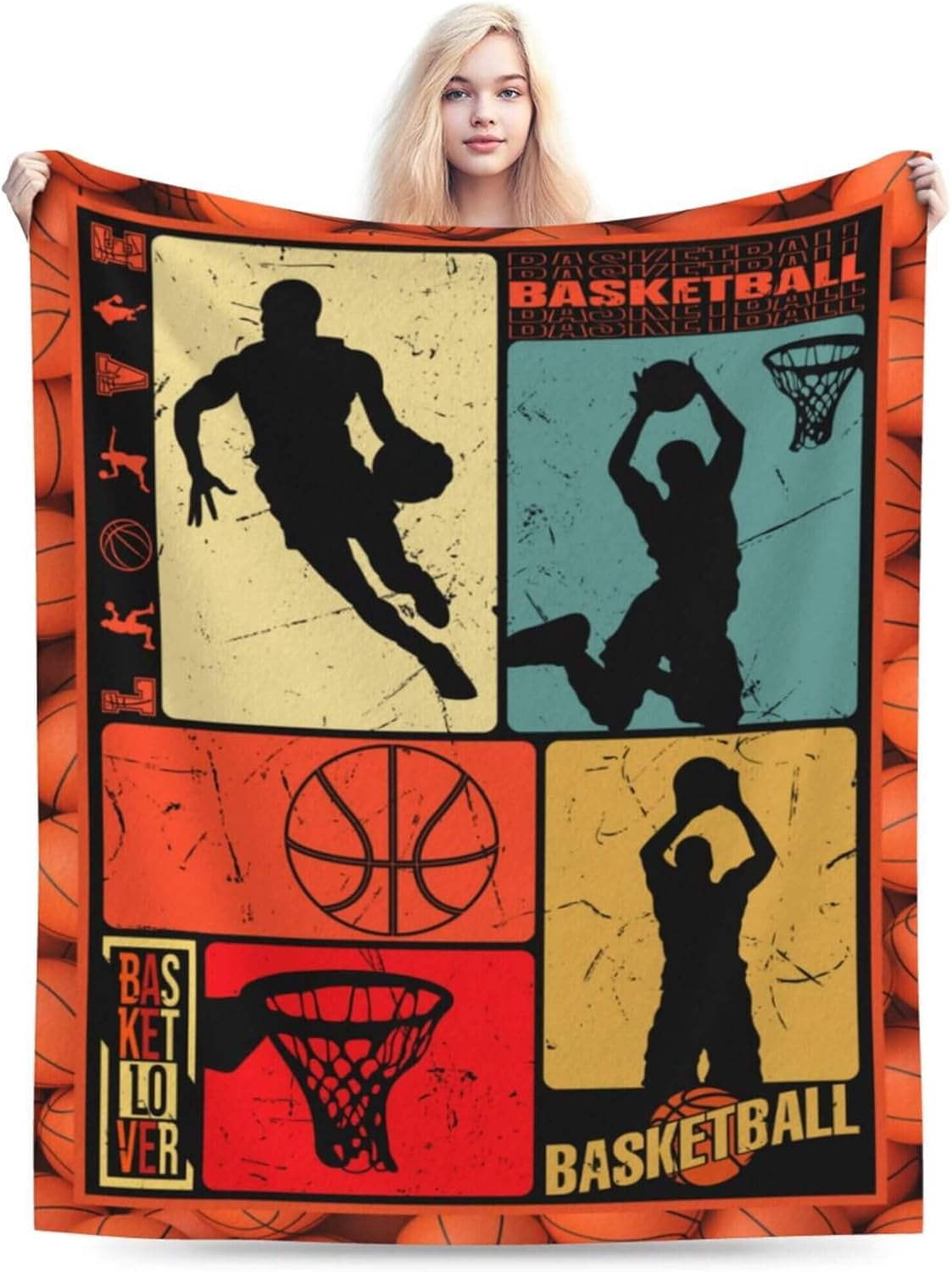 Basketball Blanket for Women Men, Cool Basketball Themed Design Printed ...
