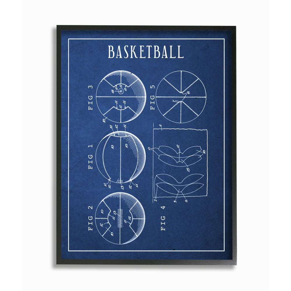 Basketball Blueprint Vintage Sports Design Oversized Framed Giclee ...