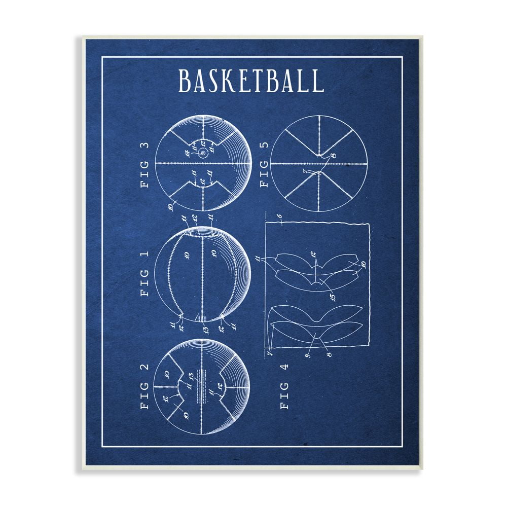 Basketball Blueprint Vintage Sports Design Wall Plaque Art by Daphne ...