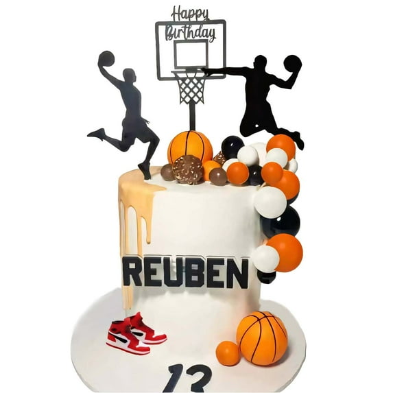 Qoadwem Basketball Cake Toppers, 22pcs Basketball Birthday Decorations ...