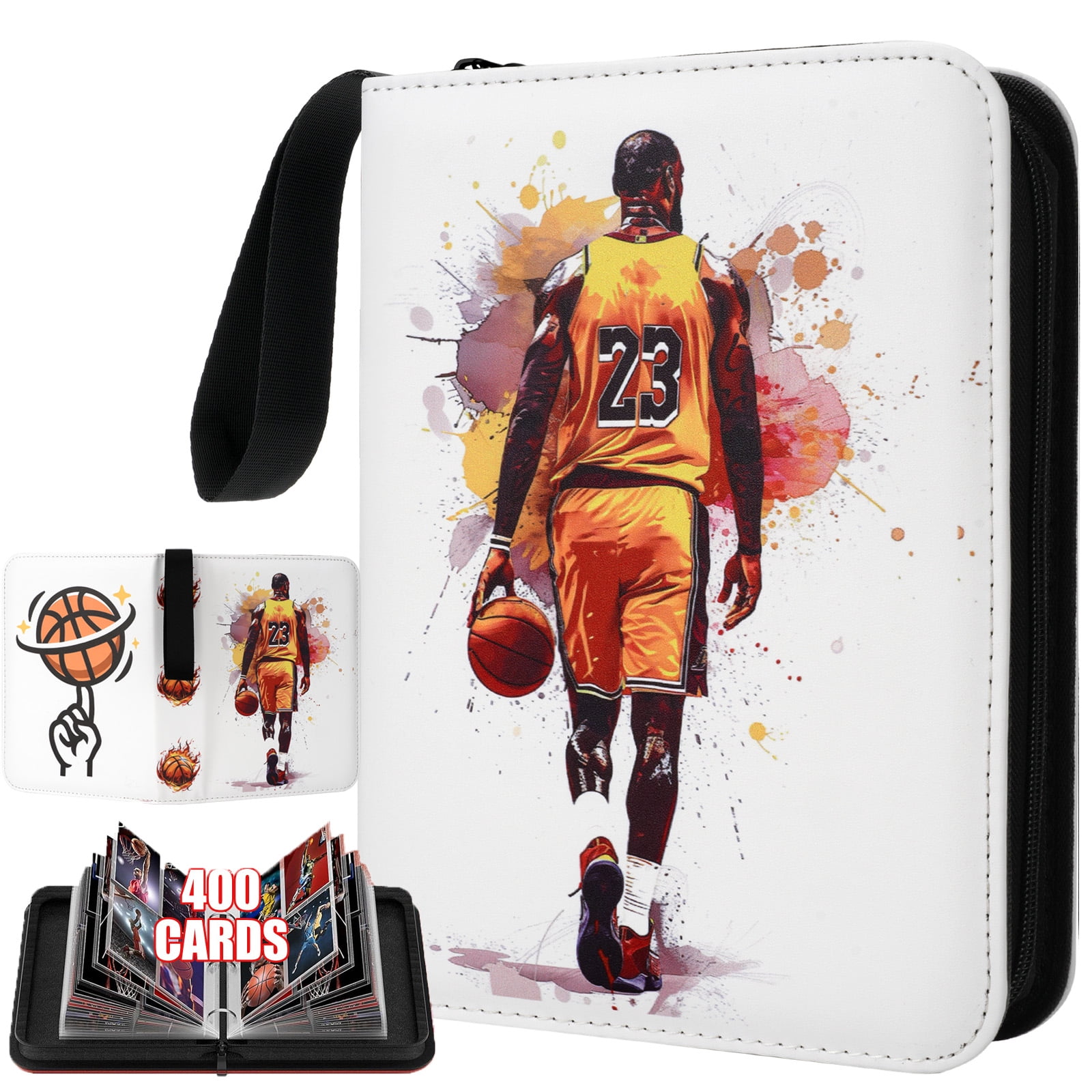 Basketball Card Binder 400 Pockets with 50 Sleeves, PU Leather Trading ...