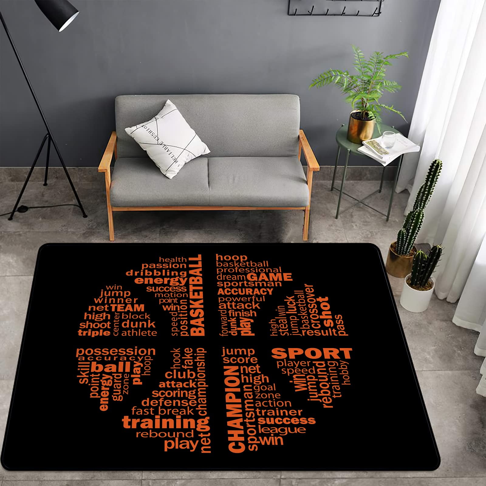 Basketball Carpet Dunk Graphic Rug Ball Sport Rectangle Area Rugs for ...