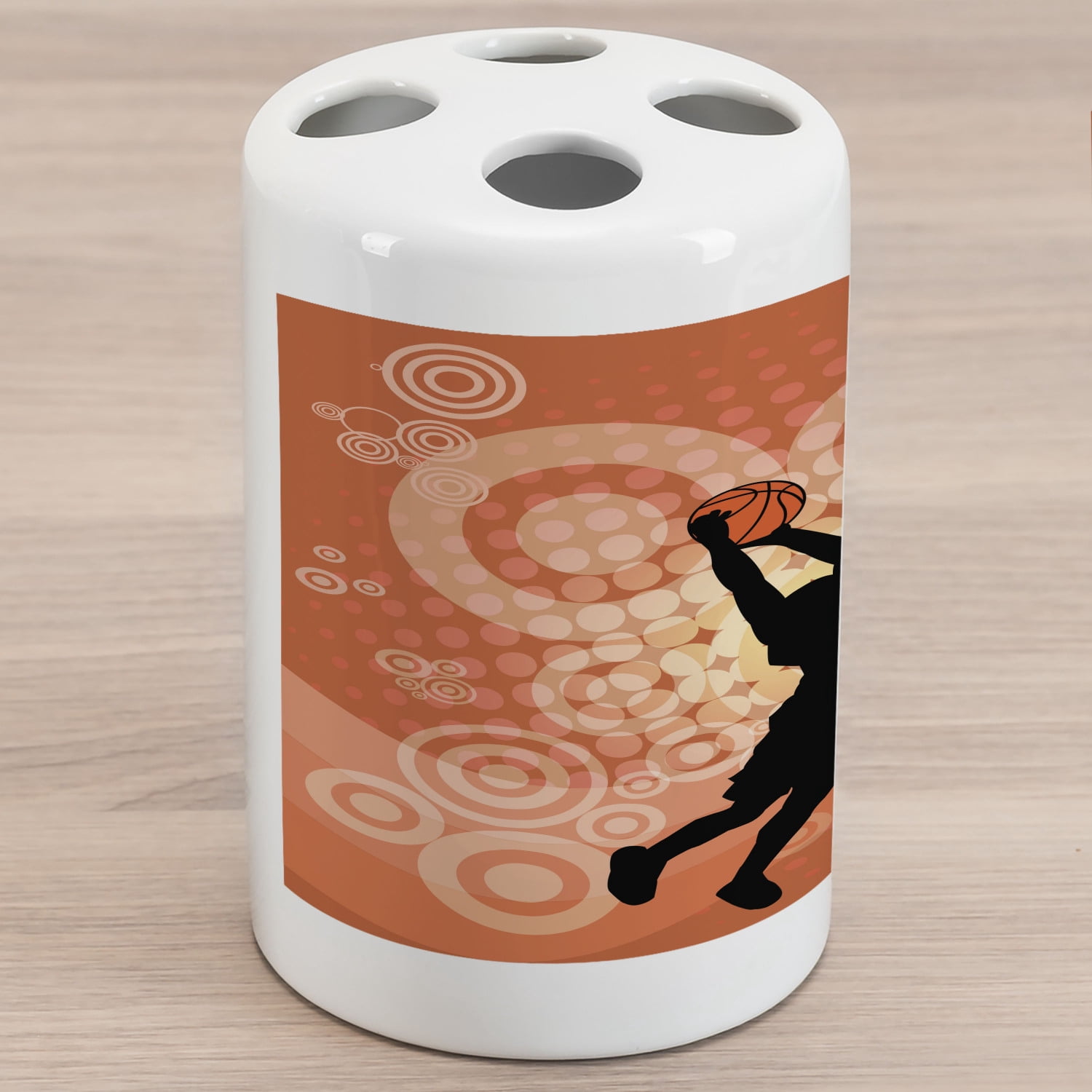 Basketball Ceramic Toothbrush Holder, Basketball Player Silhouette ...
